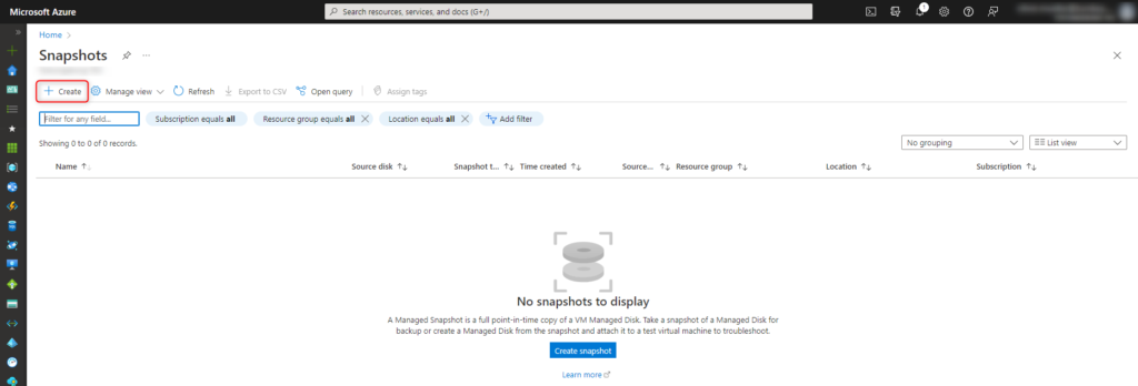 Create an Azure snapshot of a virtual hard disk - cloudcoffee.ch