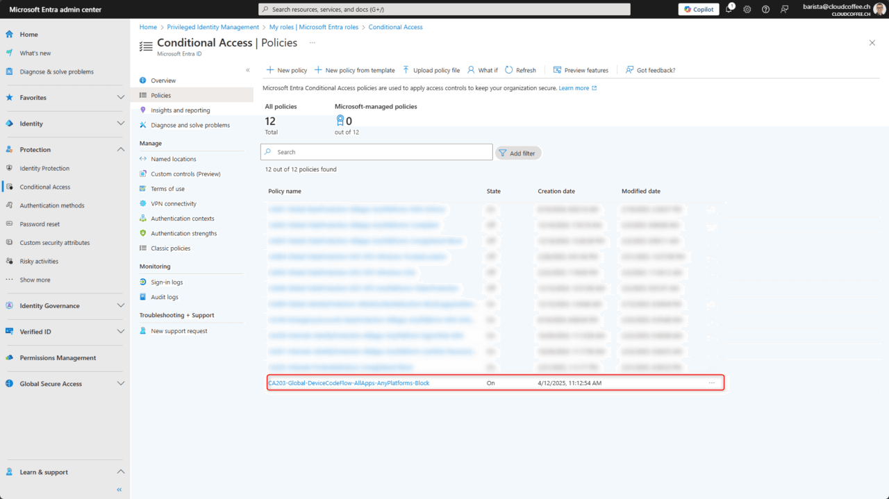 Microsoft Entra Conditional Access: Block Authentication Flows - cloudcoffee.ch