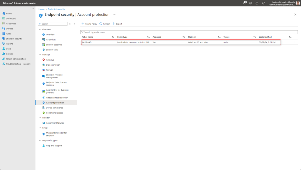Windows LAPS in Microsoft Intune - cloudcoffee.ch