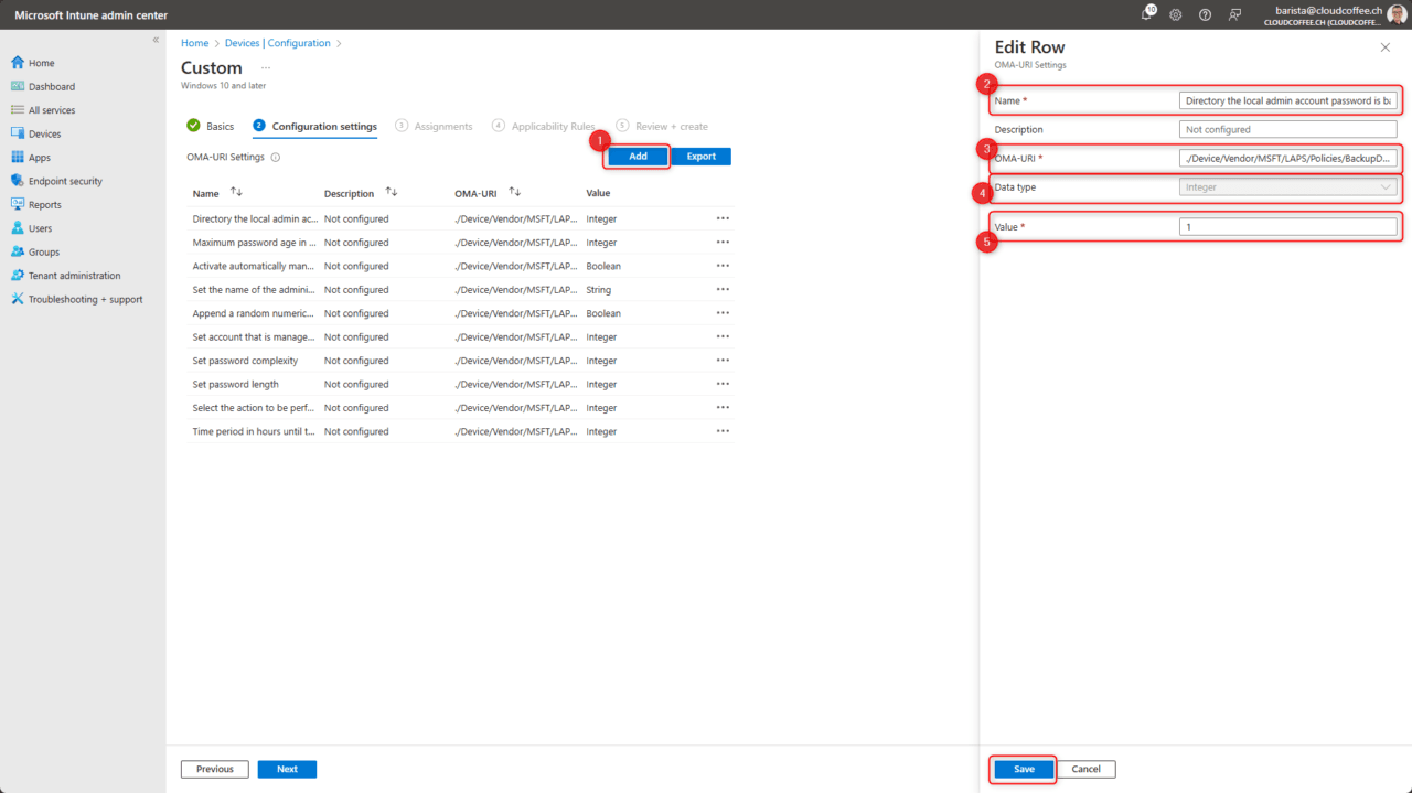 Windows LAPS in Microsoft Intune - cloudcoffee.ch
