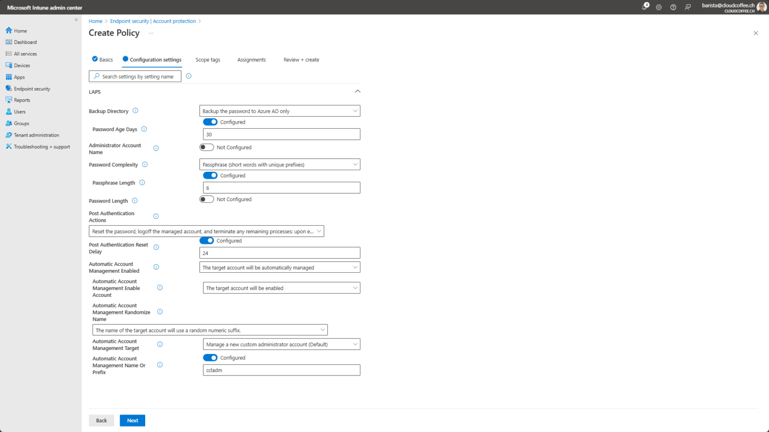 Windows LAPS in Microsoft Intune - cloudcoffee.ch